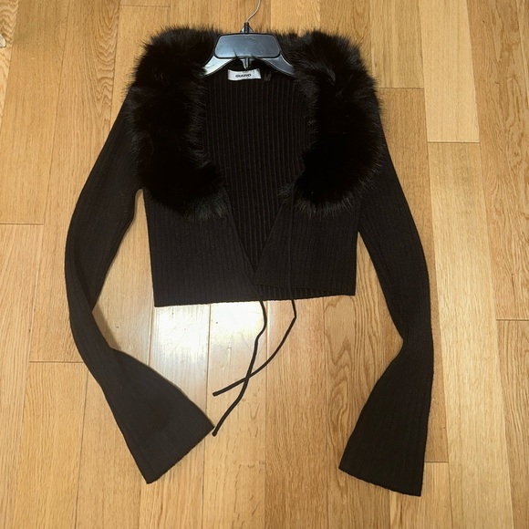 Danielle Guizio | Sweaters | Guizio Faux Fur Black Cardigan | Poshmark